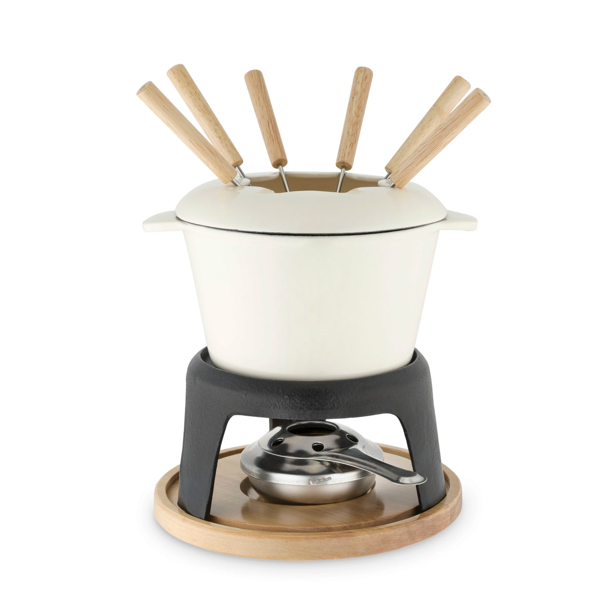 Twine 5998 Farmhouse Kitchen Enamel Cast Iron Fondue Set Cheese Melting ...