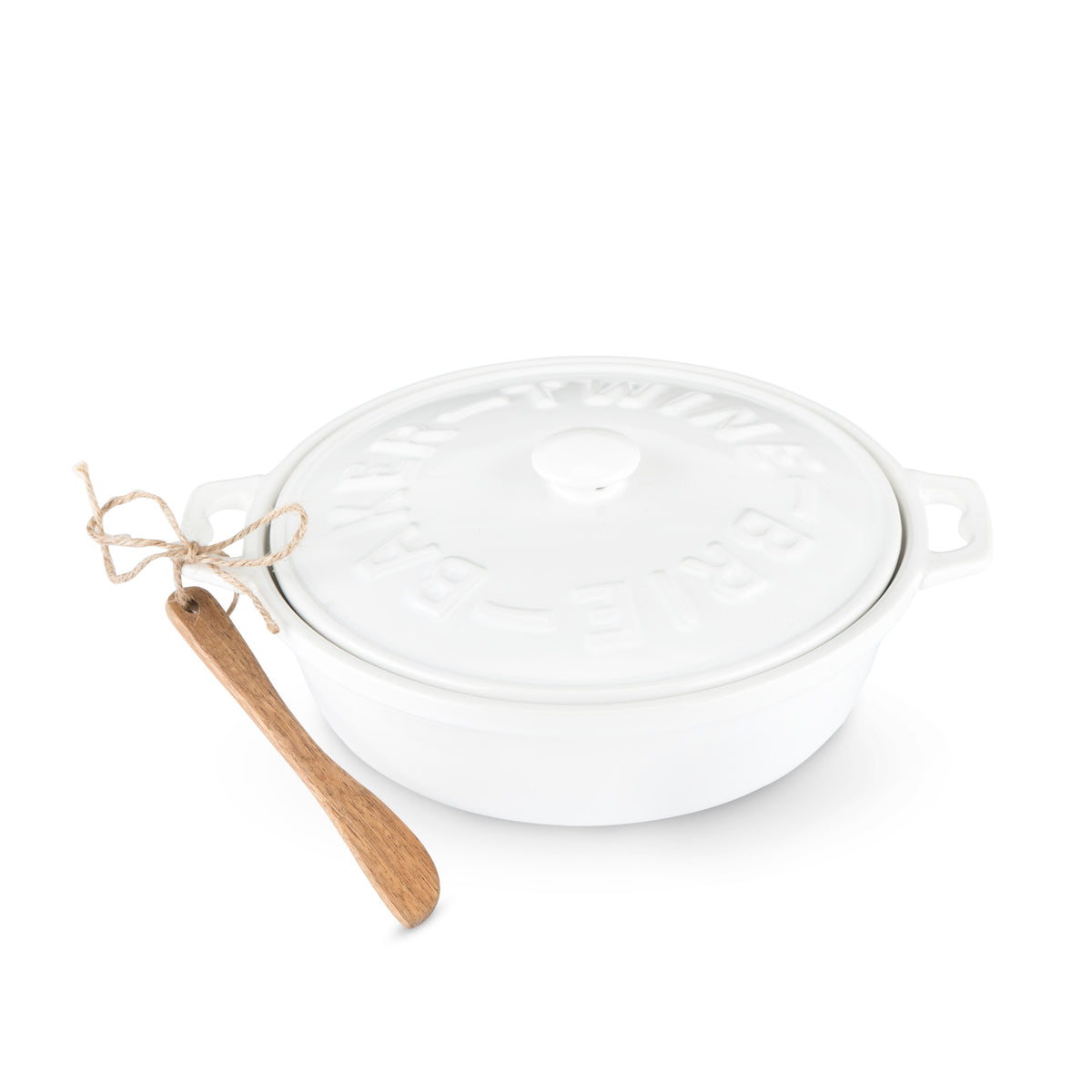 Twine Ceramic Brie Baker with Acacia Wood Spreader, Brie Baking Dish ...