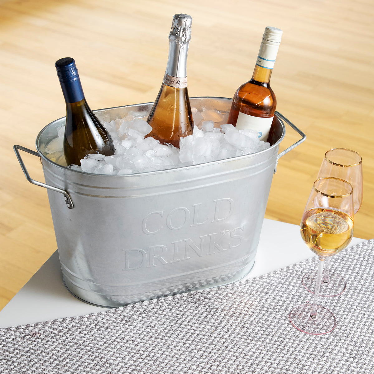 Twine Insulated Drink Galvanized Bucket, Beer and Beverage Tub, Metal ...
