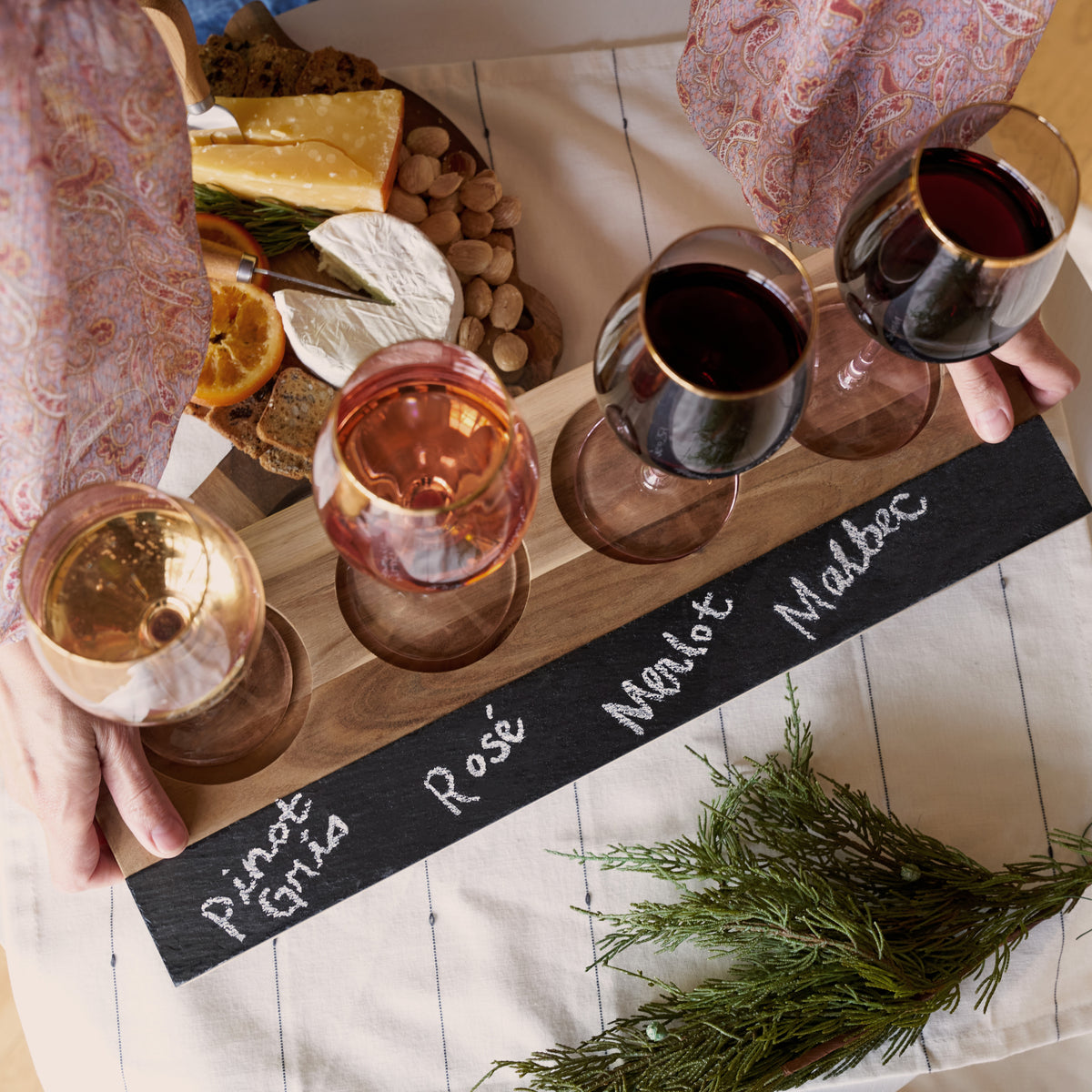 Twine Wine Flight Set, Wine Tasting Board with Slate Chalkboard, 2 ...